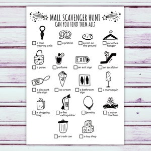 Mall Scavenger Hunt for Kids, Shopping Mall Treasure Hunt, Mall Party ...
