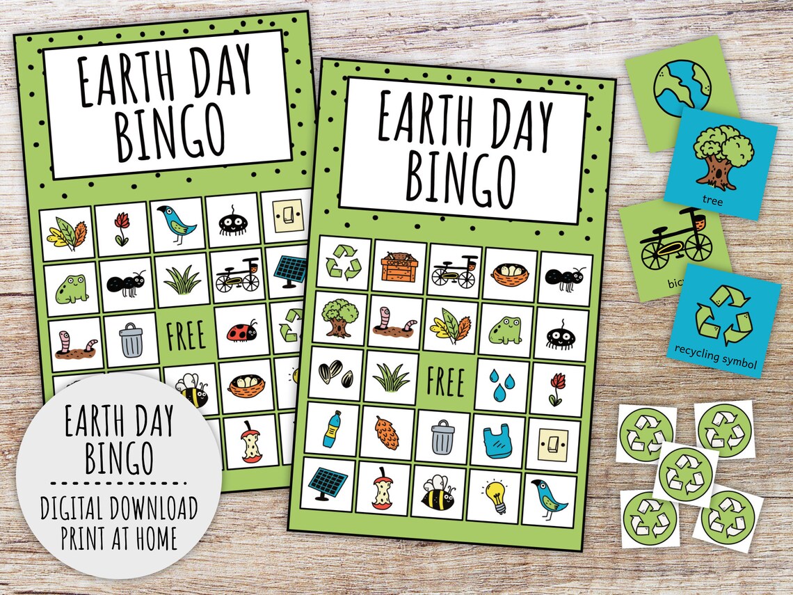 Earth Day Bingo Game for Kids, Kids Recycling Party Game, Classroom ...