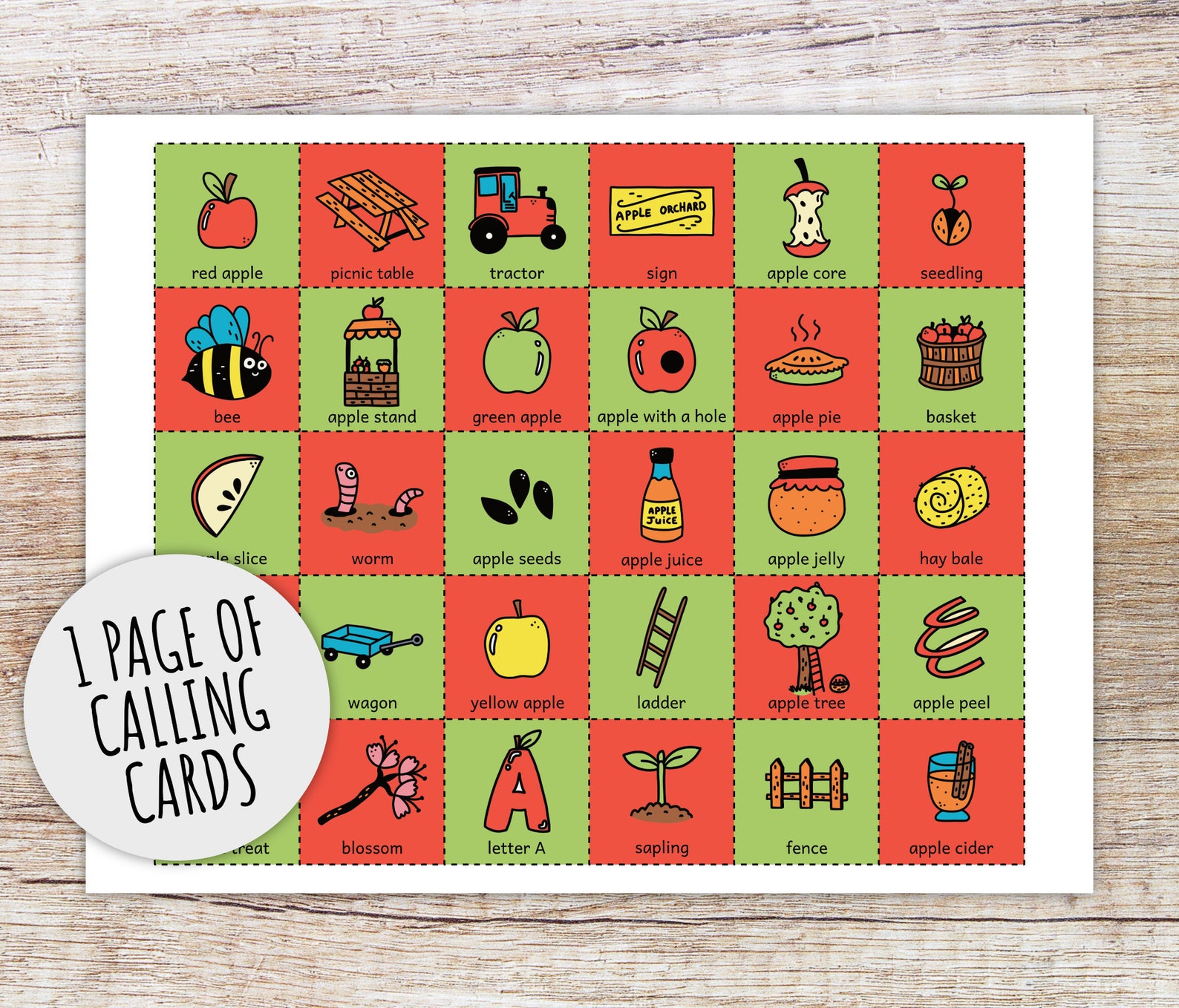 Apple Bingo Game for Kids, Kids Harvest Autumn Party Game, Classroom ...