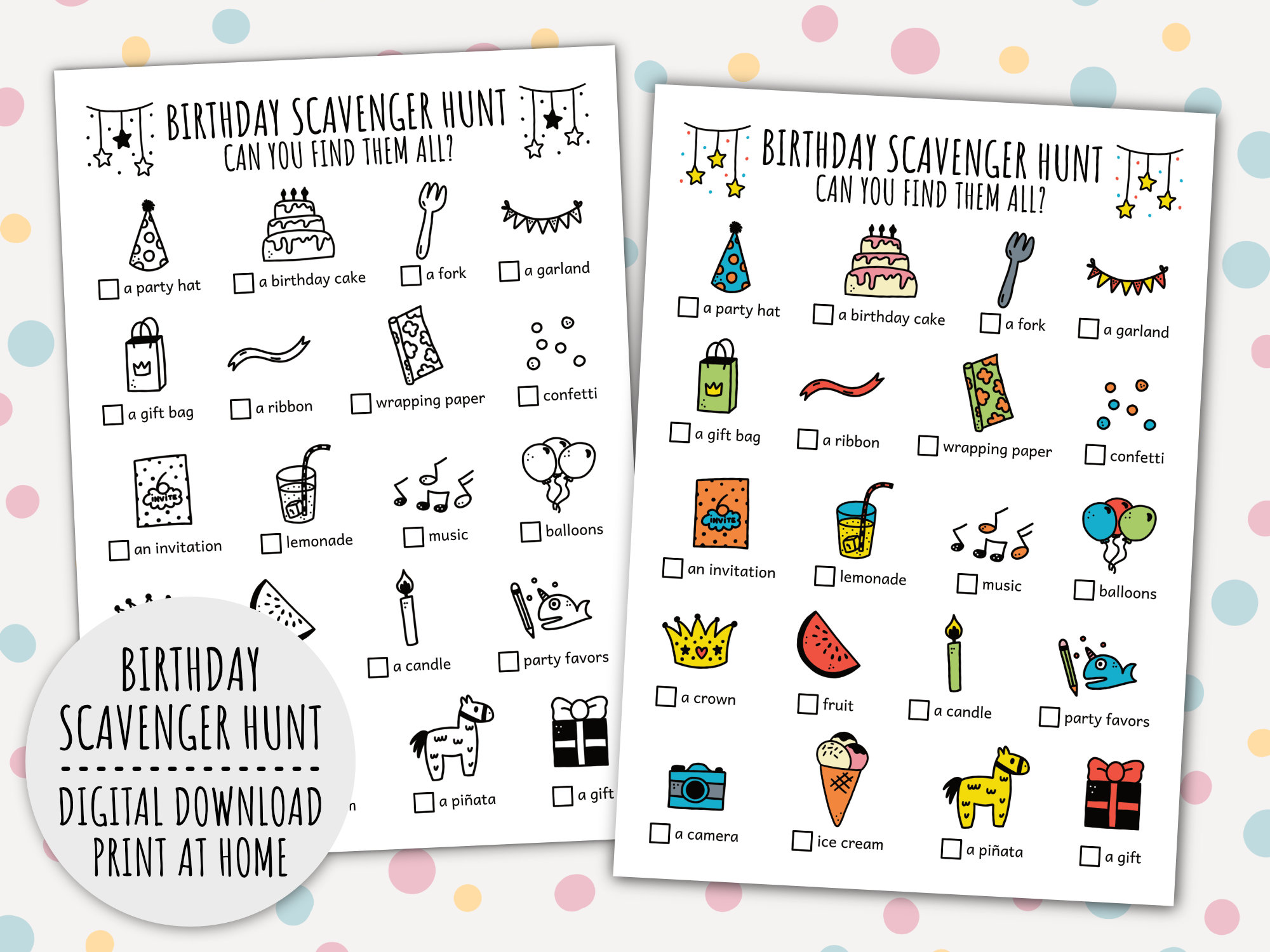 Birthday Scavenger Hunt for Kids, Birthday Treasure Hunt and Birthday ...