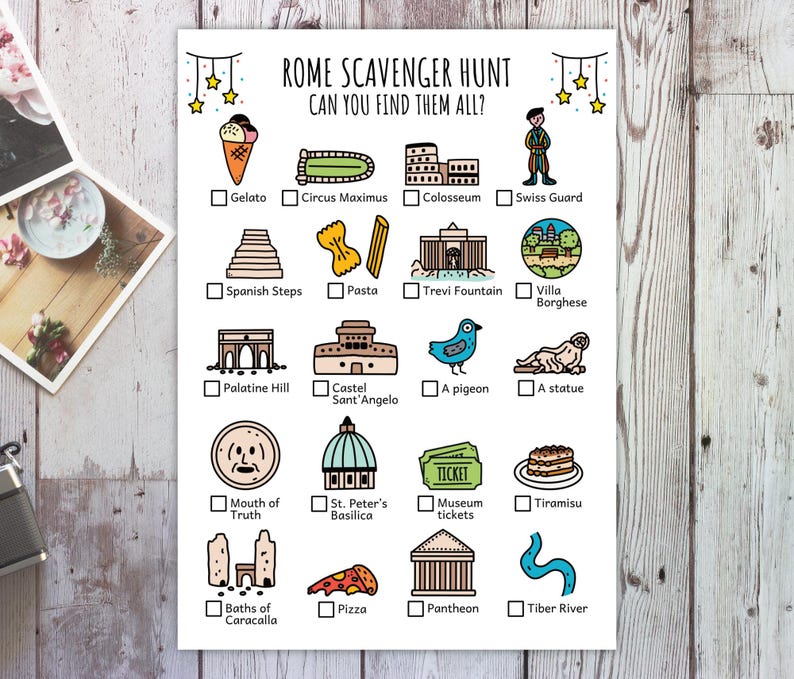 Rome Scavenger Hunt for Kids, Travel City Trip Treasure Hunt, Italy ...