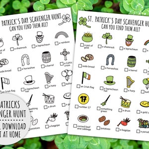 St. Patrick's Day Scavenger Hunt for Kids, St Patty's Treasure Hunt, St ...