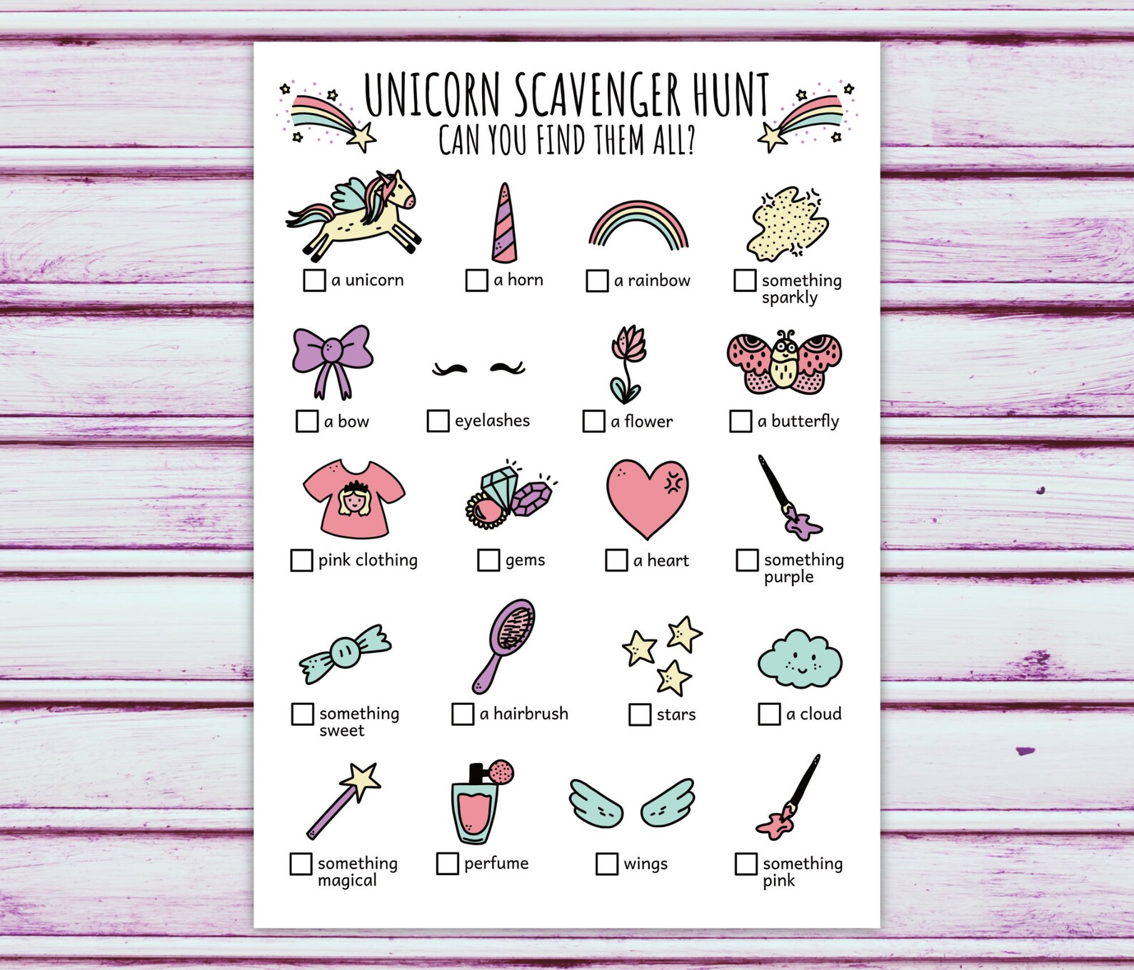 Unicorn Scavenger Hunt for Kids, Magical Unicorn Treasure Hunt and ...