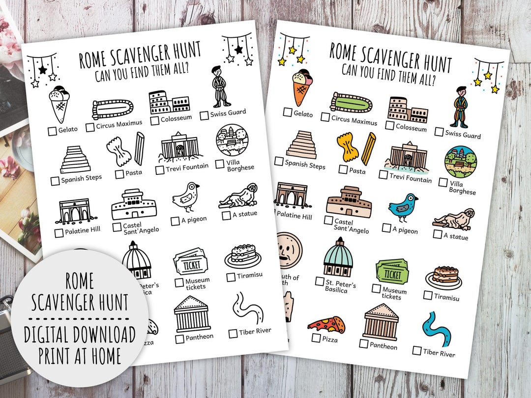 Rome Scavenger Hunt for Kids, Travel City Trip Treasure Hunt, Italy ...