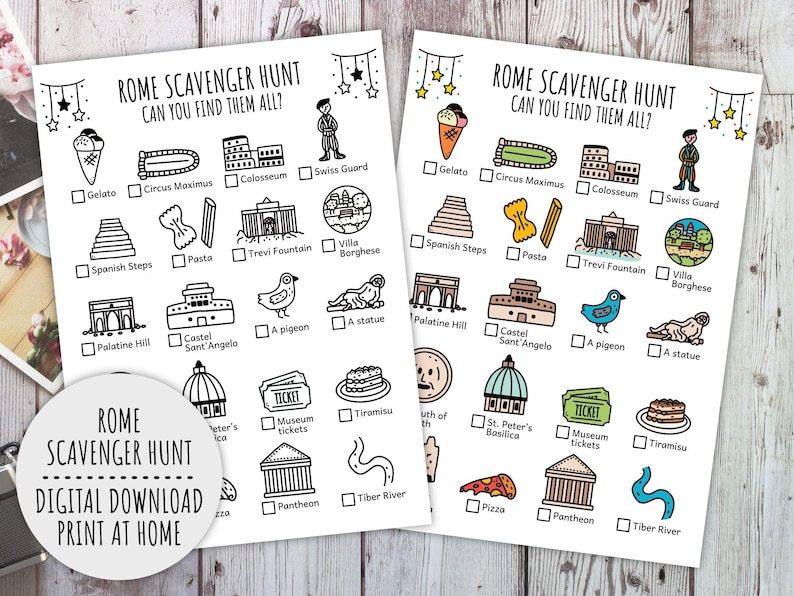 Rome Scavenger Hunt for Kids, Travel City Trip Treasure Hunt, Italy ...