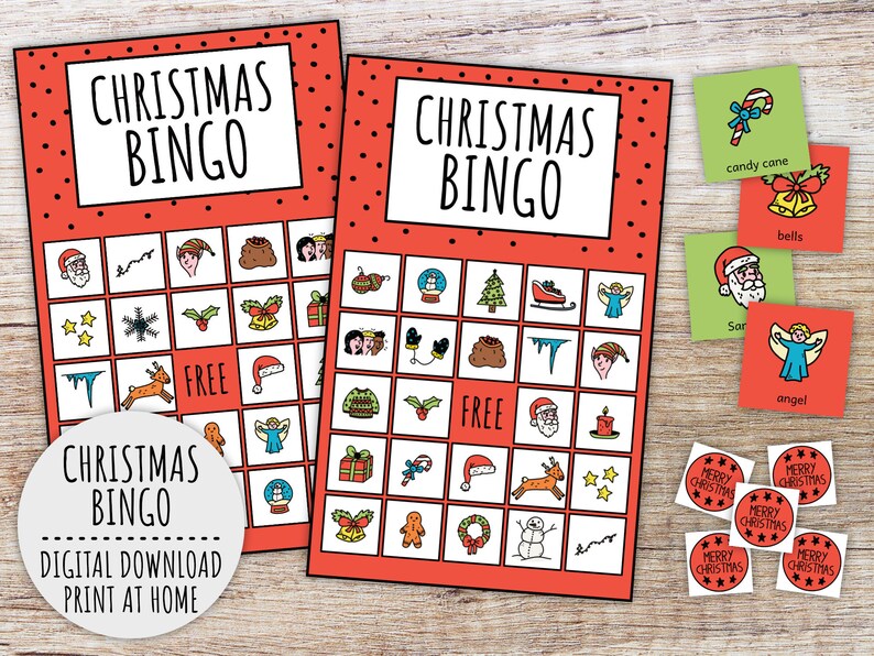 Christmas Bingo Game for Kids, Kids Winter Party Game, Preschool ...
