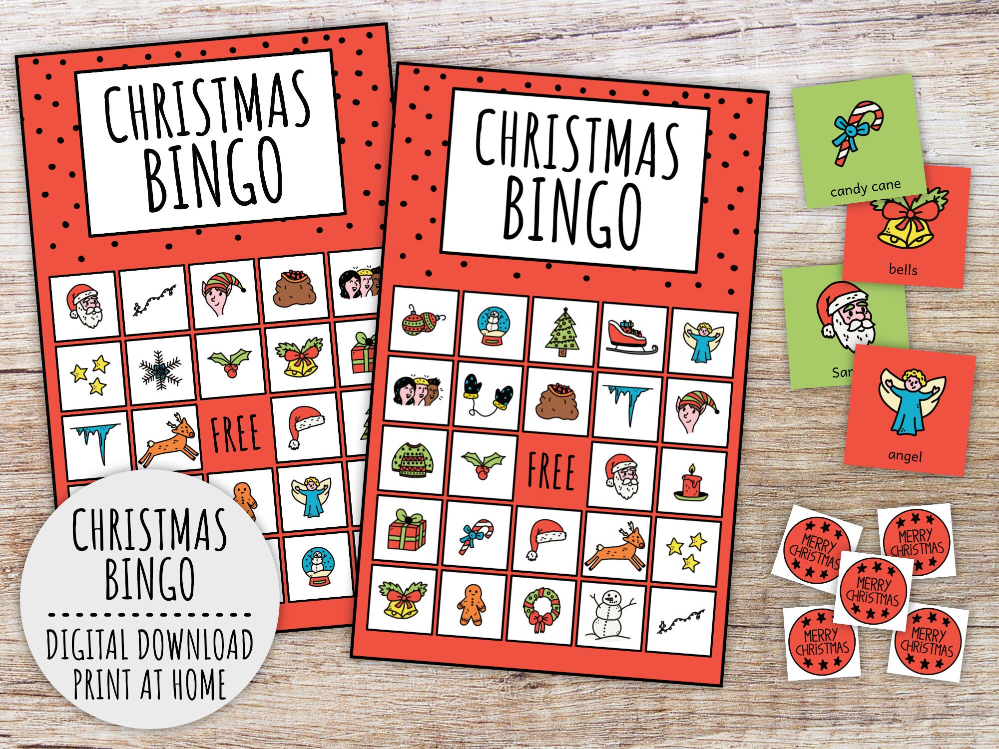 Christmas Bingo Game for Kids, Kids Winter Party Game, Preschool ...
