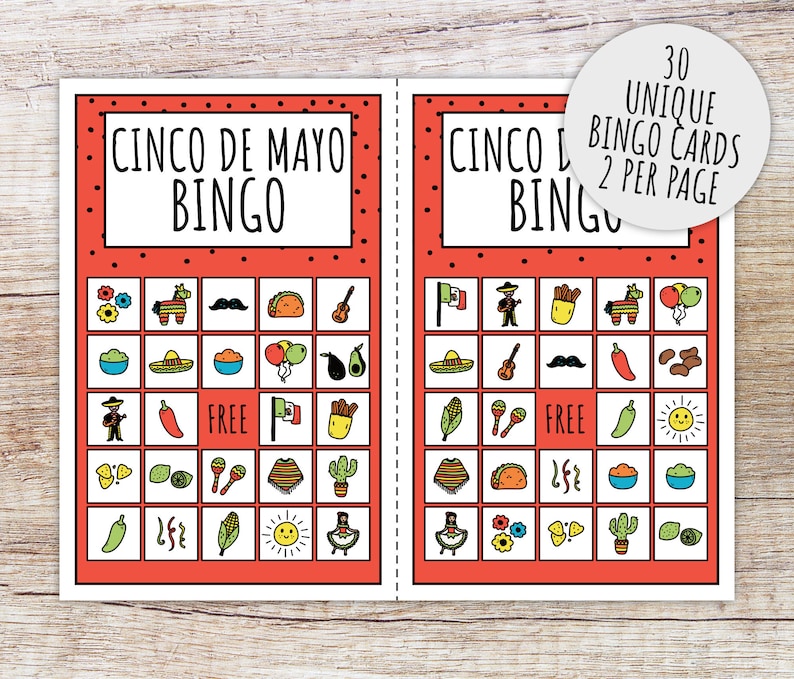 Cinco De Mayo Bingo Game for Kids, Kids Mexican Party Game, Classroom ...