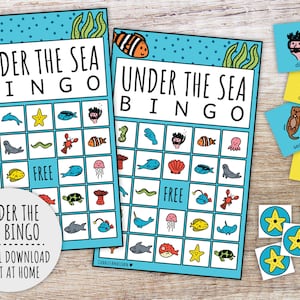 Under the Sea Bingo Game for Kids, Kids Underwater Party Game, Ocean ...