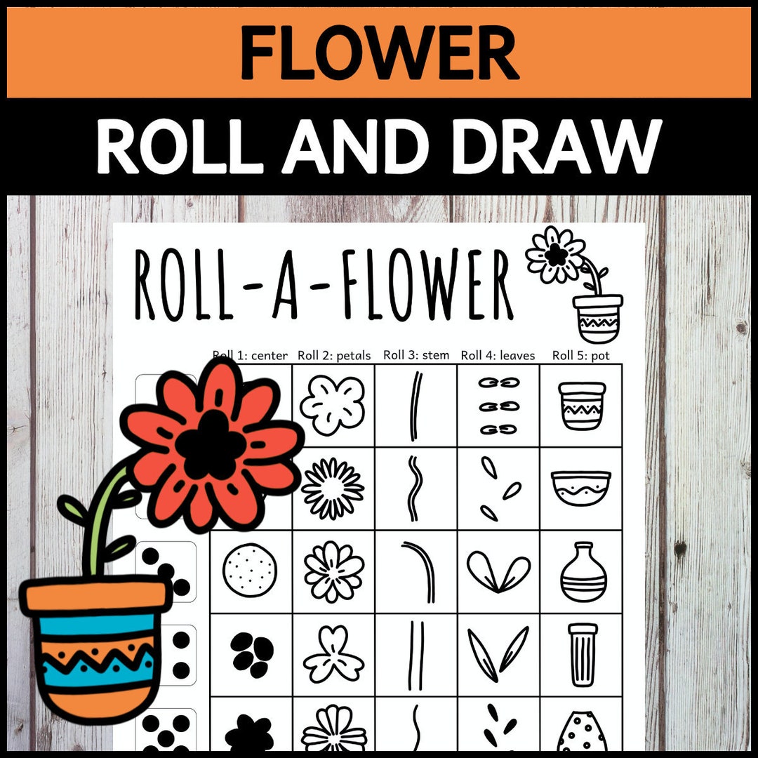 Roll-a-flower Roll and Draw a Flower Game Spring Dice Drawing Activity ...