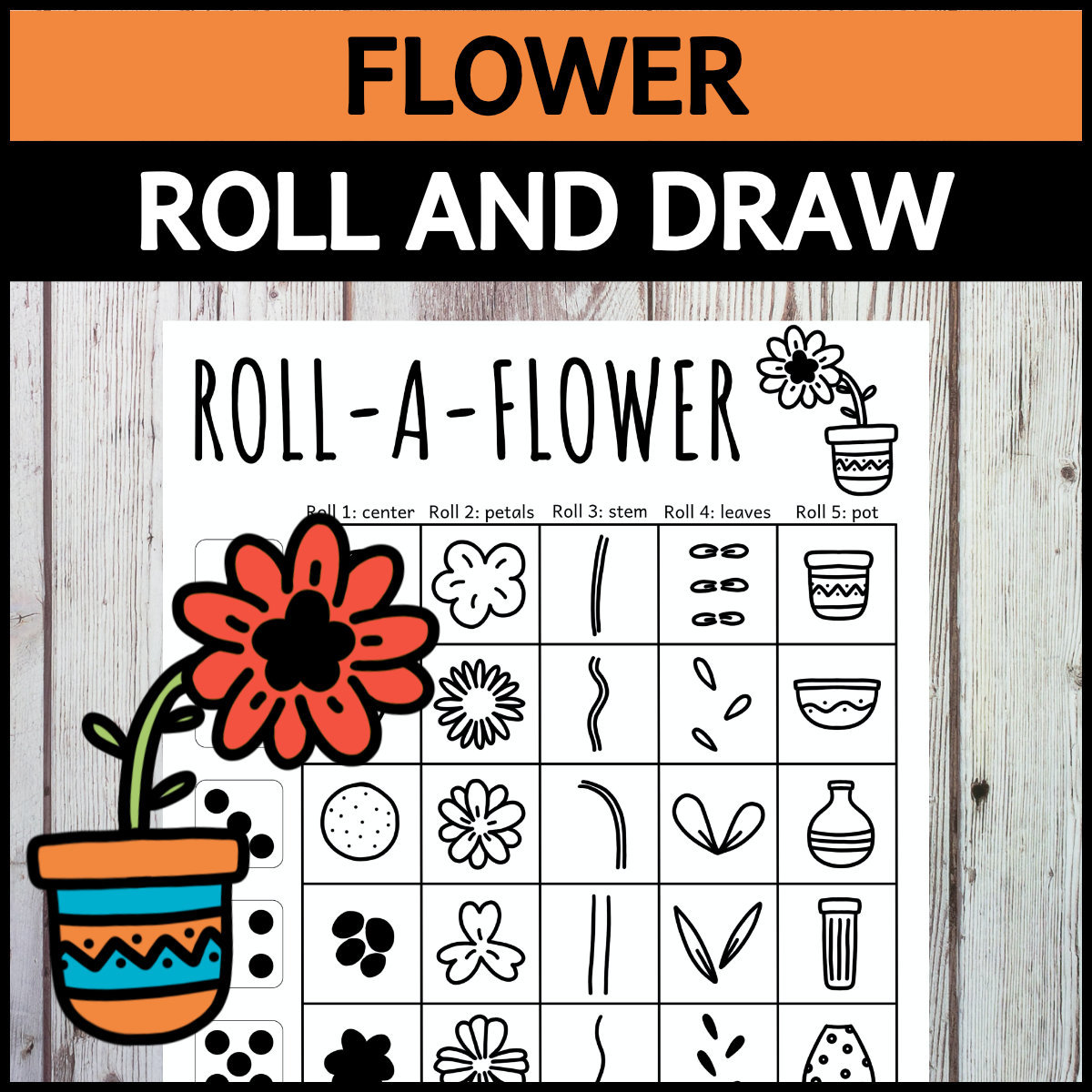 Roll-a-flower Roll and Draw a Flower Game Spring Dice Drawing Activity ...