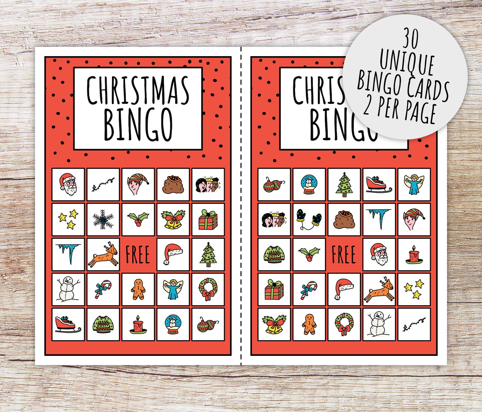 Christmas Bingo Game for Kids, Kids Winter Party Game, Preschool ...