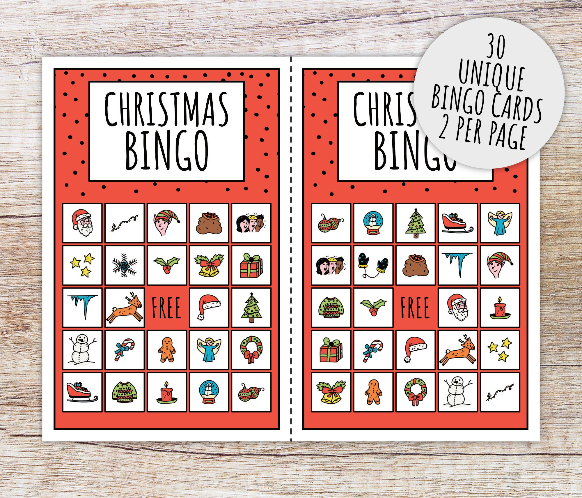Christmas Bingo Game for Kids, Kids Winter Party Game, Preschool ...