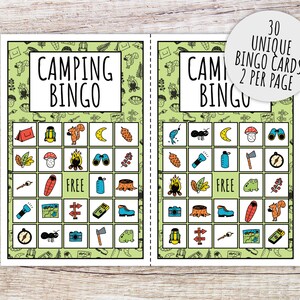 Camping Bingo Game for Kids, Kids Camping Trip Party Game, Preschool ...