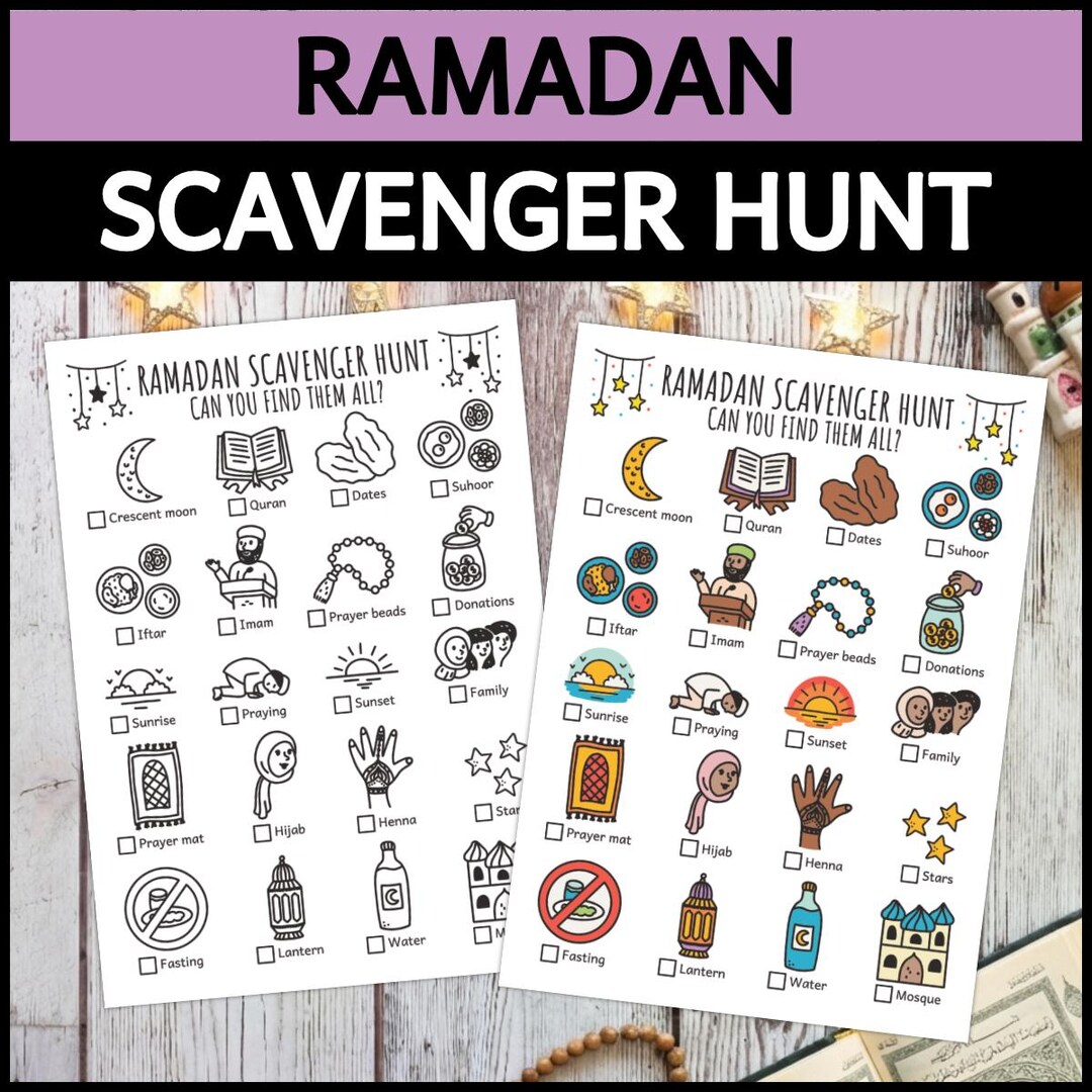 Ramadan Scavenger Hunt for Kids, Islamic Activity Printable, Eid Party ...