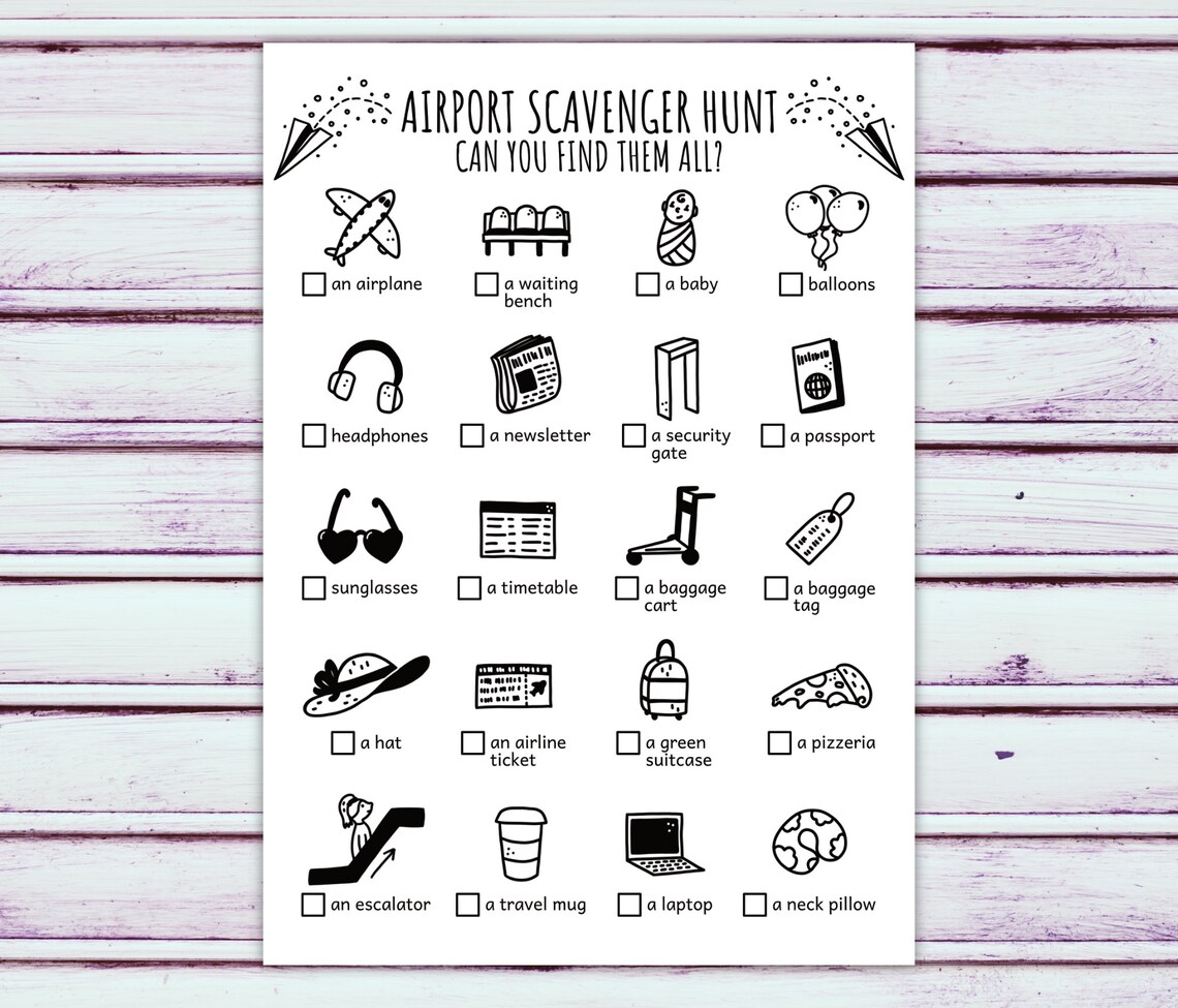 Airport Scavenger Hunt for Kids, Travel Treasure Hunt, Family Vacation ...