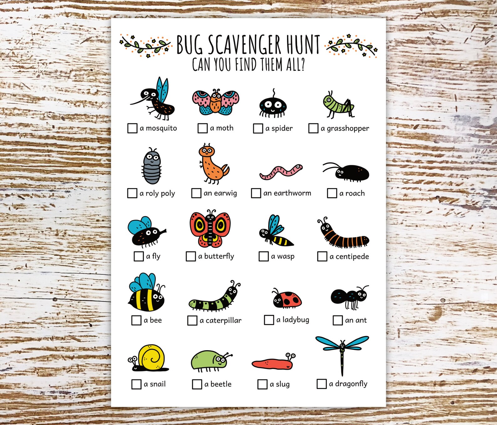 Printable Bug Scavenger Hunt for Kids – Insect Adventure Game – Outdoor ...