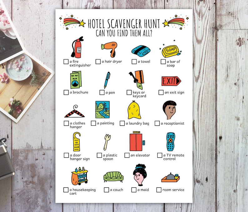 Hotel Scavenger Hunt for Kids, Travel Treasure Hunt, Family Vacation ...