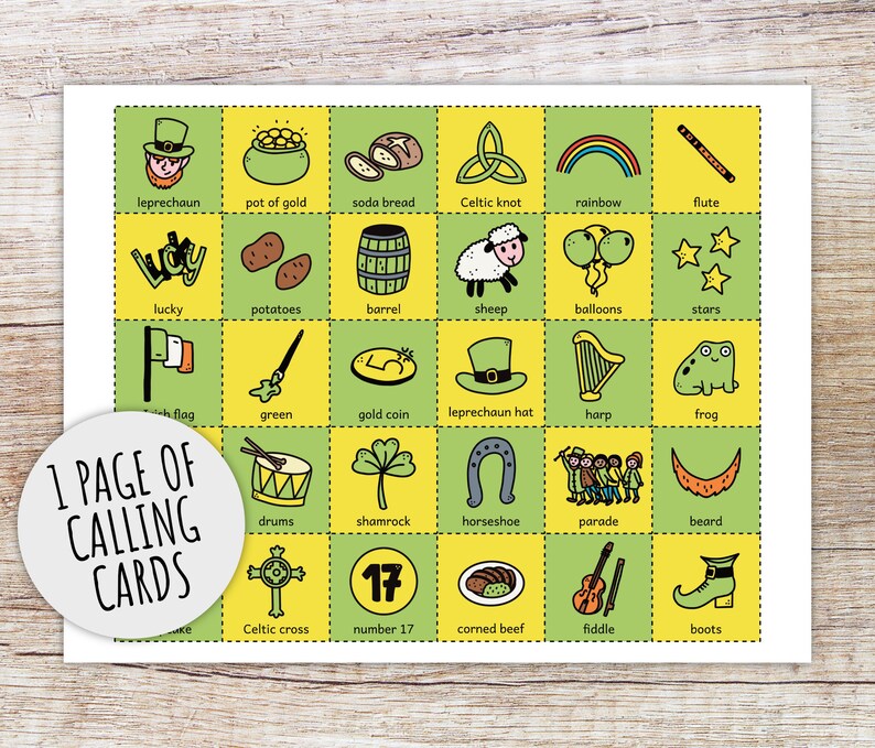 St. Patrick's Day Bingo Game for Kids, Kids St Patty's Party Game ...