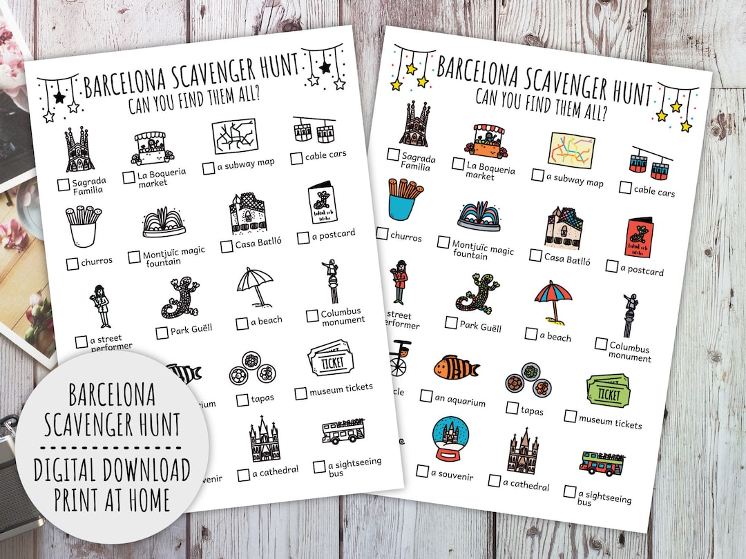 Barcelona Scavenger Hunt for Kids, Travel City Trip Treasure Hunt ...