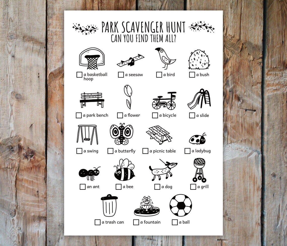 Park Scavenger Hunt for Kids Outdoors Kids Activity - Etsy Canada