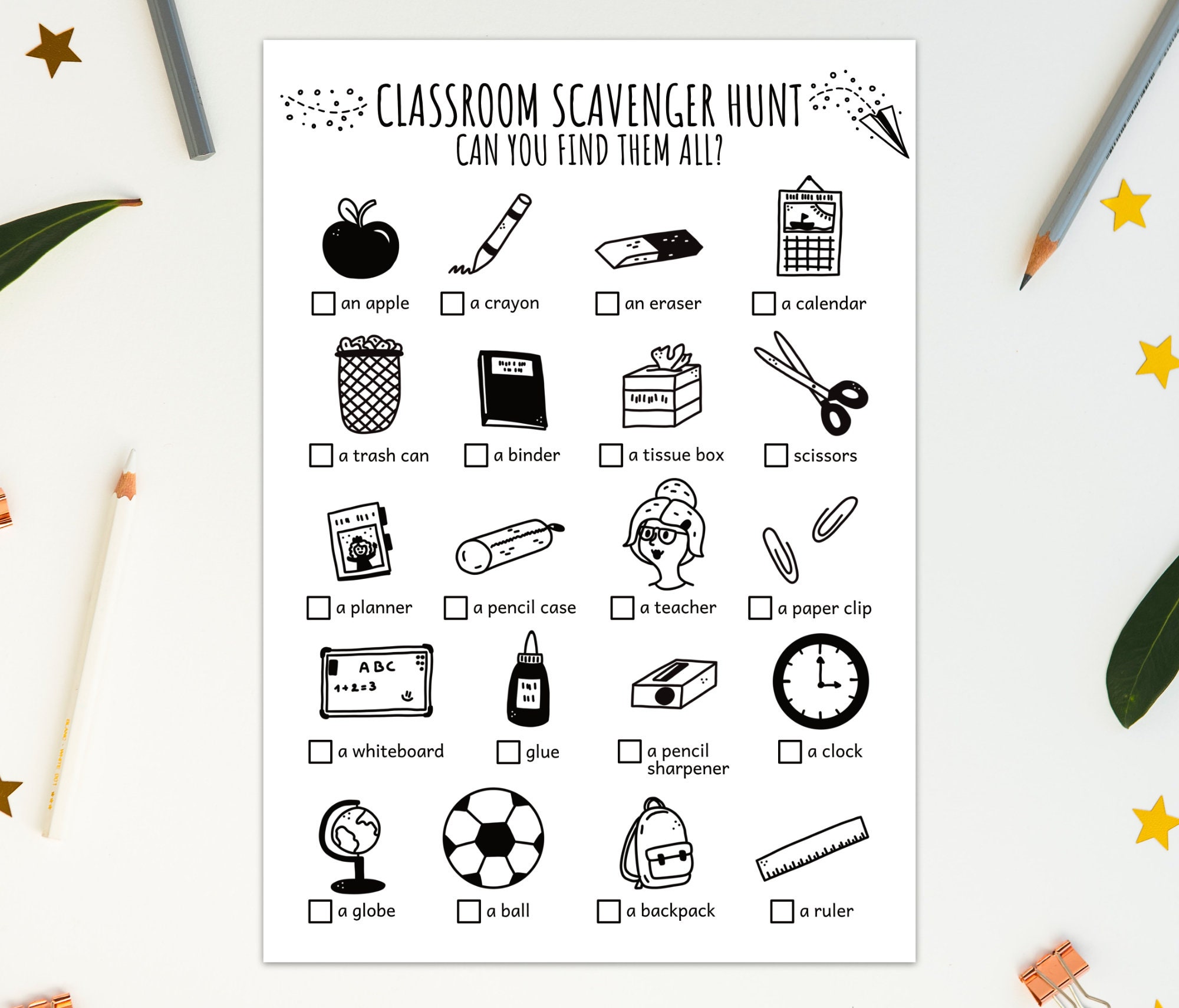Classroom Scavenger Hunt for Kids, School Activity, Games for Class and ...
