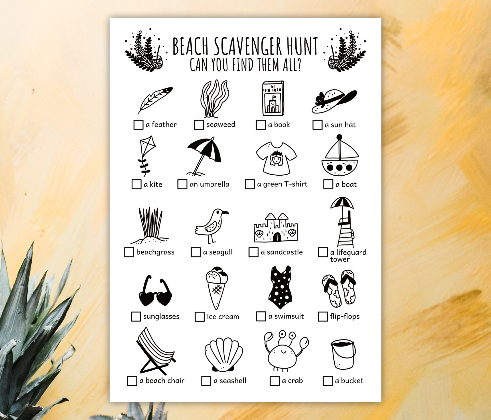 Beach Scavenger Hunt for Kids, Summer Kids Activities and Kids Beach ...