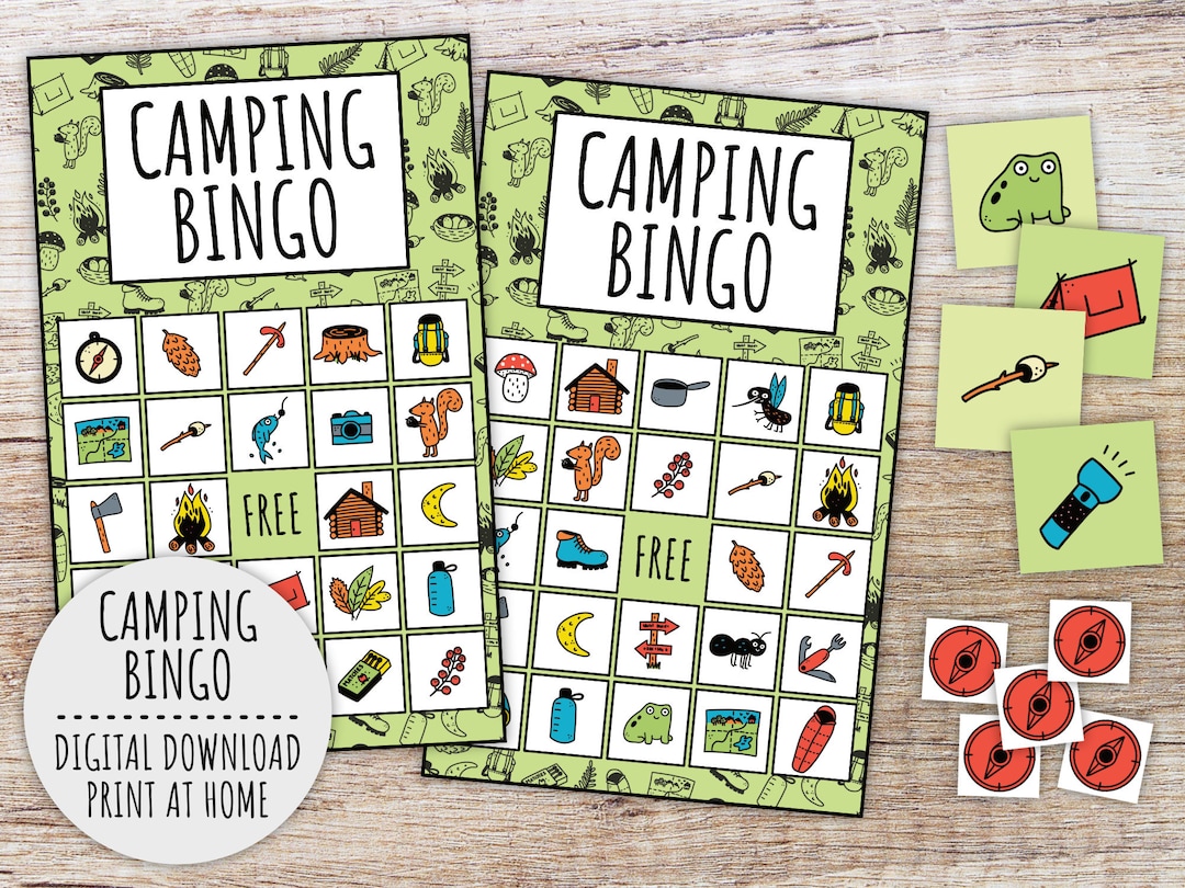 Camping Bingo Game for Kids, Kids Camping Trip Party Game, Preschool ...
