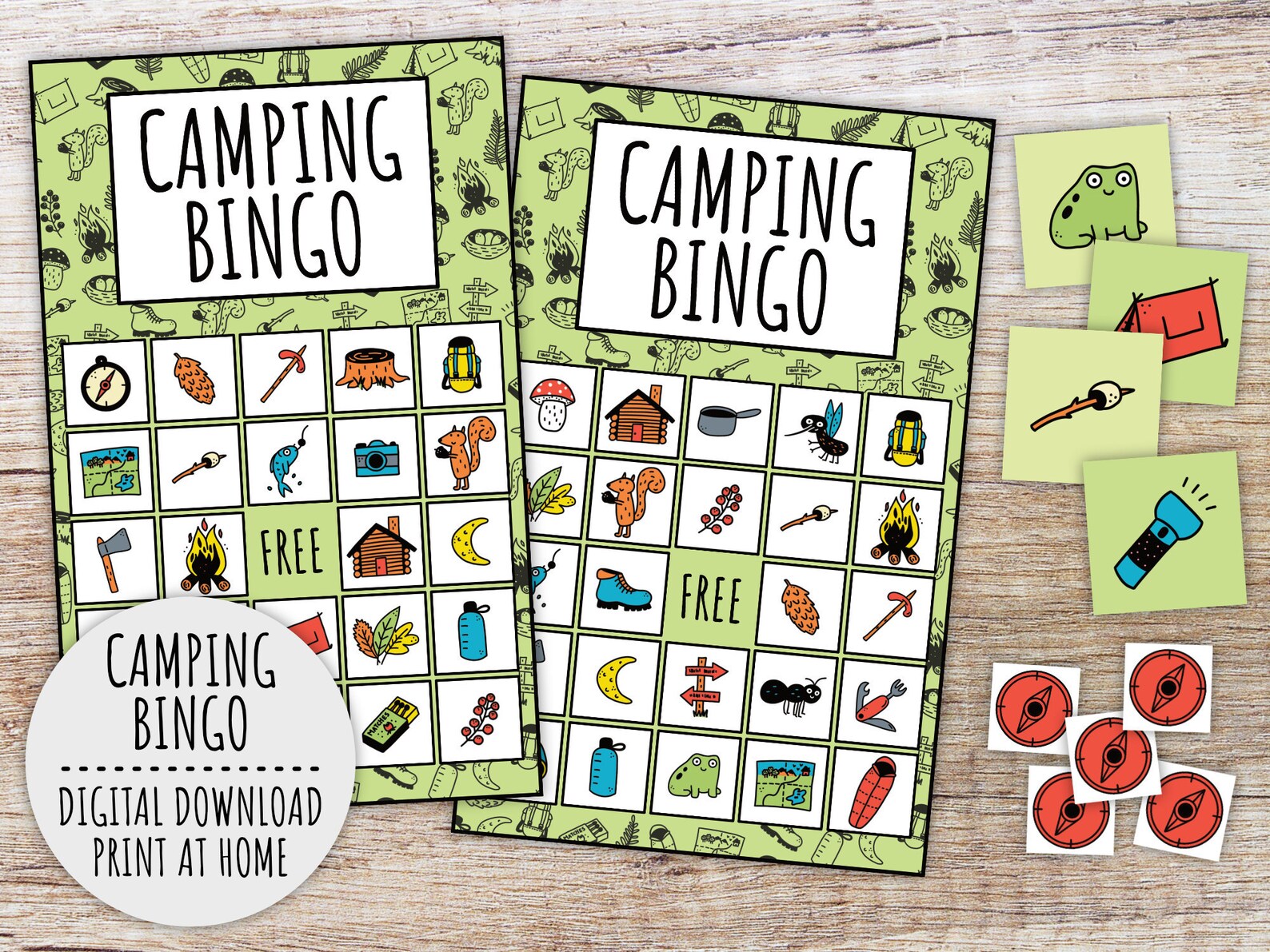 Camping Bingo Game for Kids, Kids Camping Trip Party Game, Preschool ...