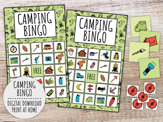 Camping Bingo Game for Kids Kids Camping Trip Party Game | Etsy
