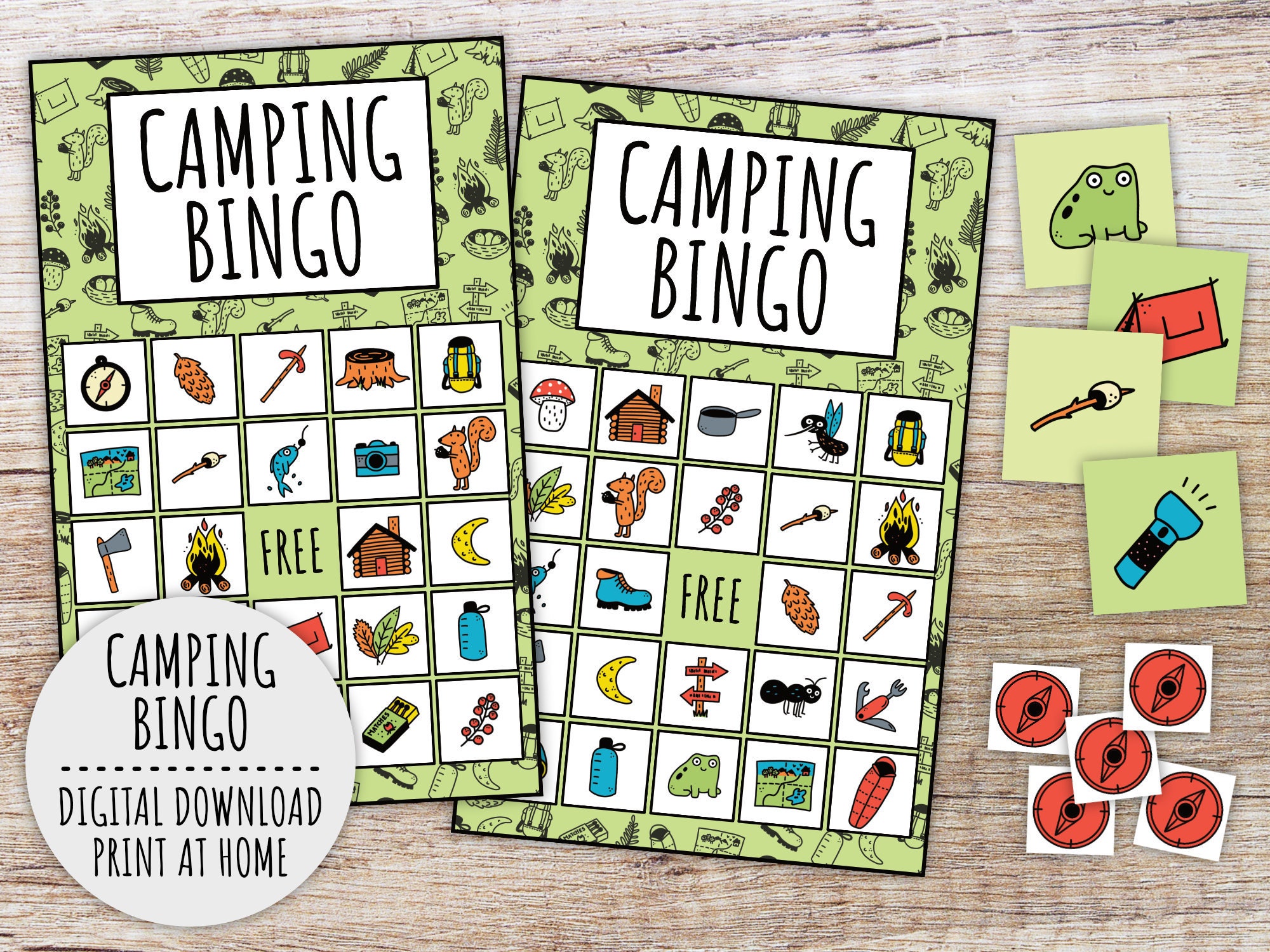 Camping Bingo Game for Kids, Kids Camping Trip Party Game, Preschool ...