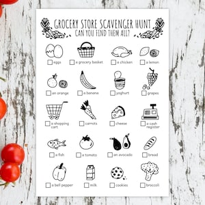 Grocery Store Scavenger Hunt for Kids, Grocery Store Treasure Hunt and ...