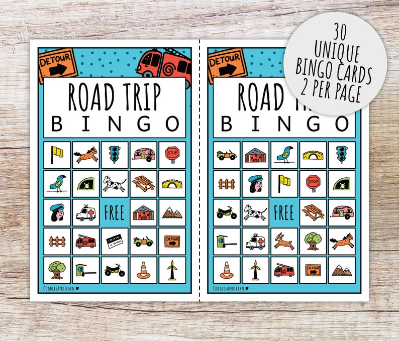 Road Trip Bingo Game for Kids, Kids Travel Party Game, Classroom Game ...