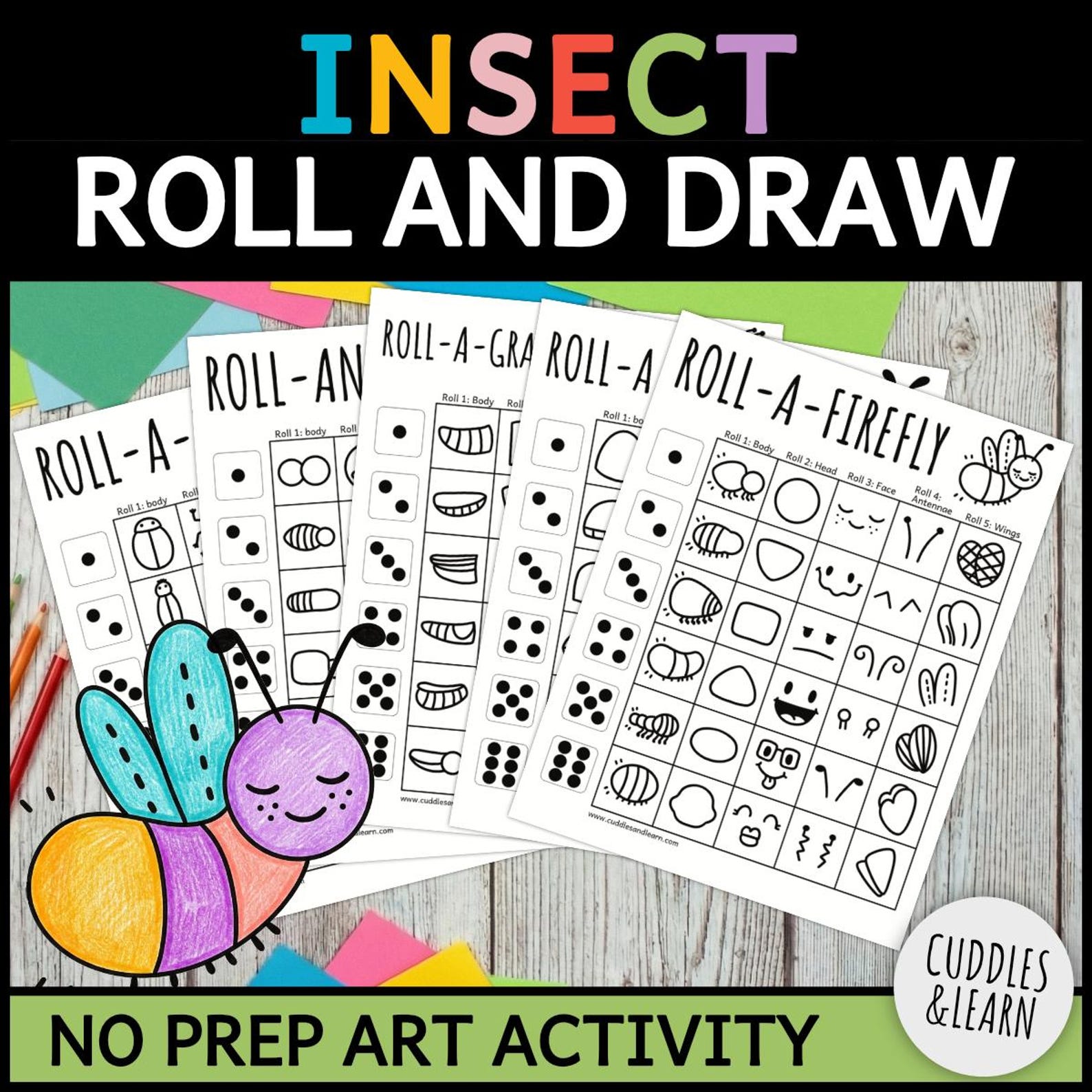 Insect Roll and Draw Game Spring Bugs Dice Drawing Activity for Kids ...