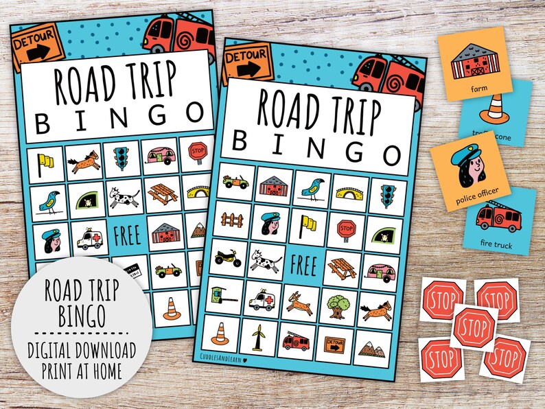 Road Trip Bingo Game for Kids, Kids Travel Party Game, Classroom Game ...