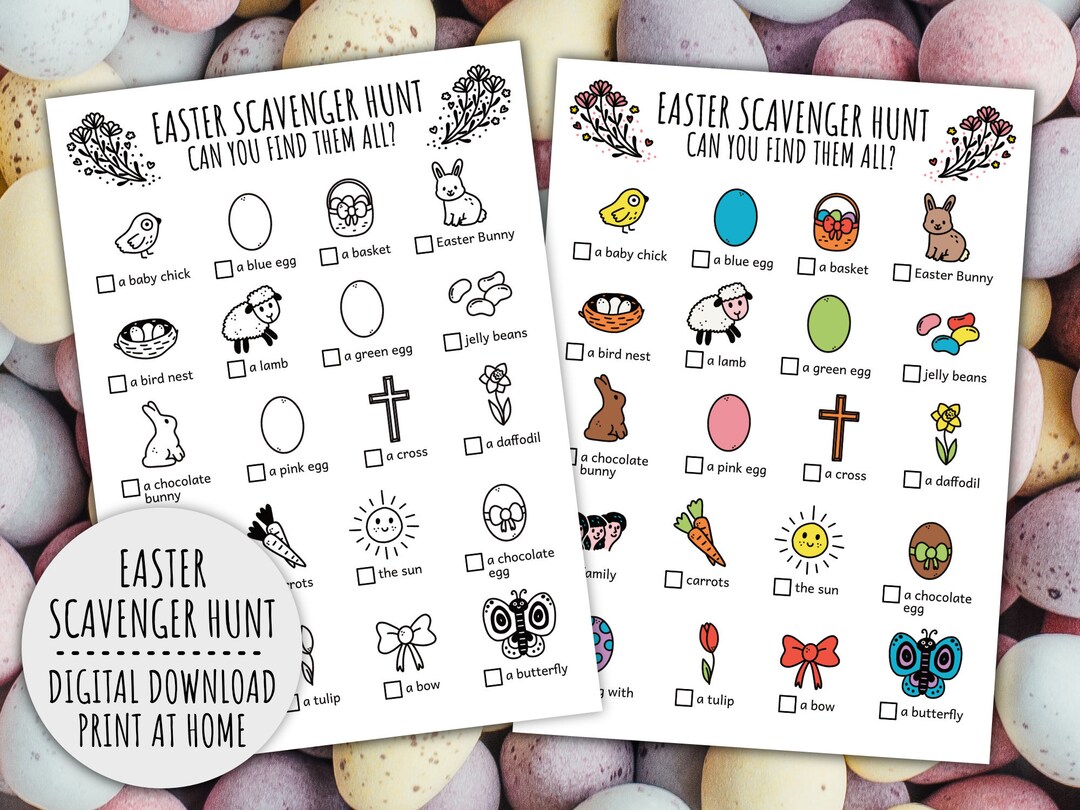 Easter Scavenger Hunt for Kids, Outdoor Easter Holiday Treasure Hunt ...