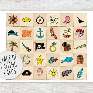 Pirate Bingo Game for Kids, Kids Birthday Party Game, Preschool ...