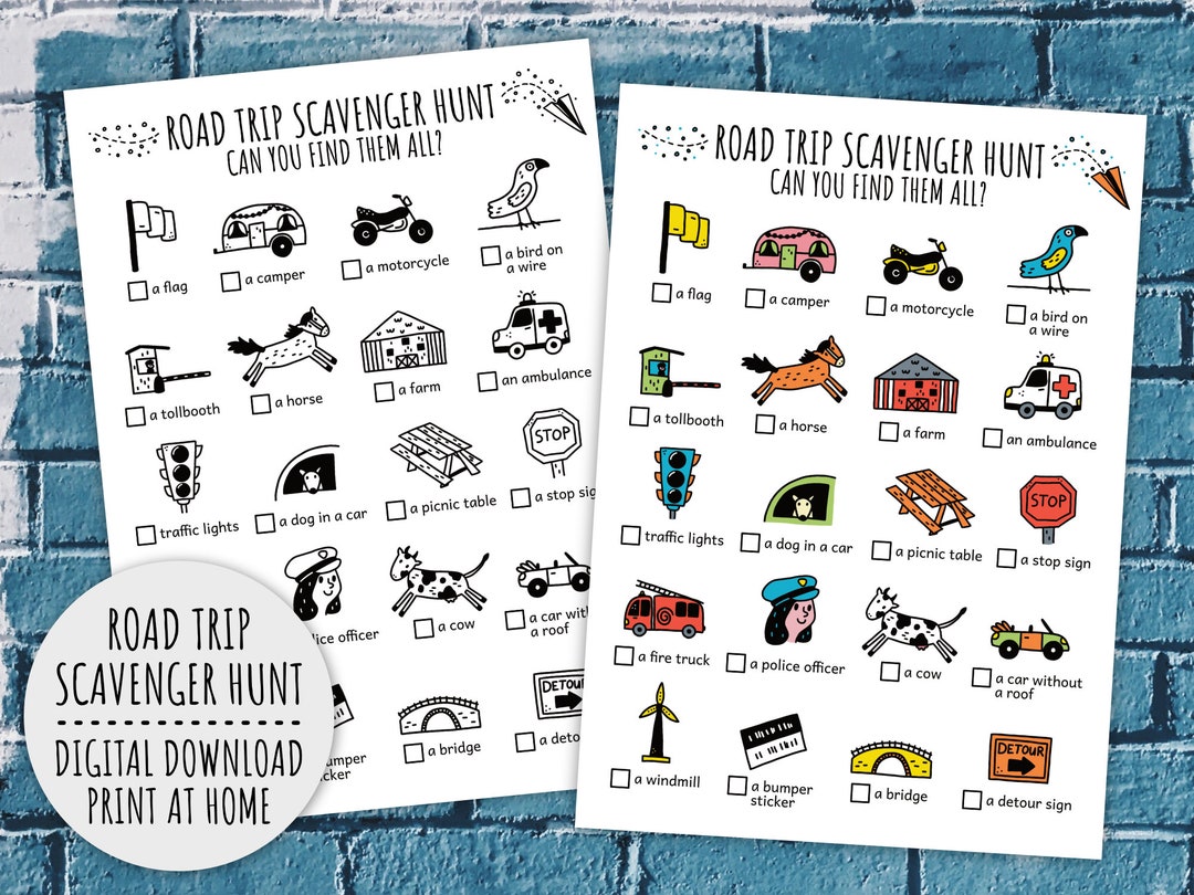 Road Trip Scavenger Hunt for Kids, Travel Kids Activity, Printable Car ...
