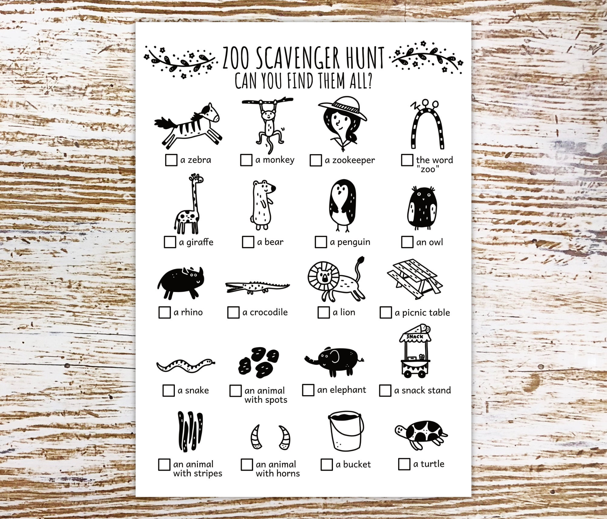 Zoo Scavenger Hunt for Kids, Zoo Treasure Hunt, Zoo Party Game and Wild ...