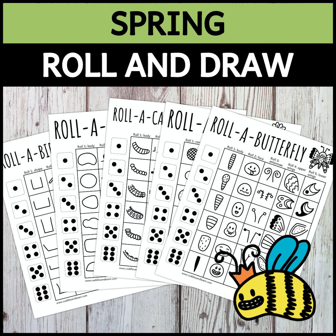 Spring Roll and Draw Game Spring Dice Drawing Activity for Kids BUNDLE ...