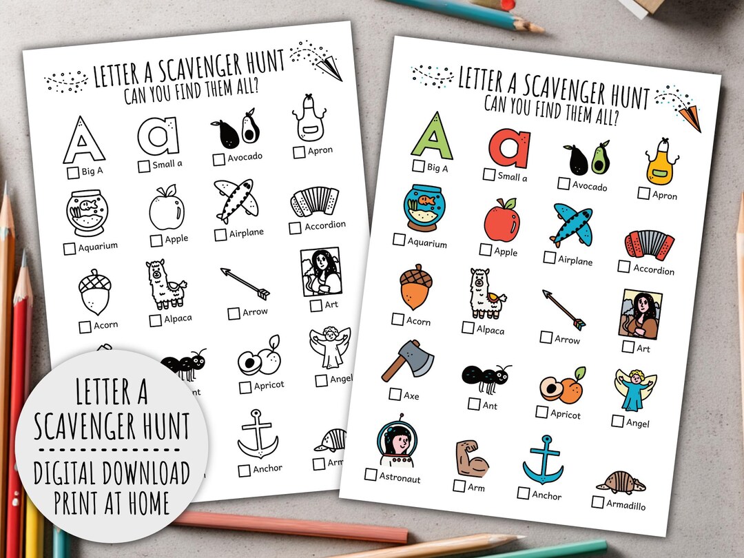 Letter A Scavenger Hunt for Kids | Alphabet Activity, Preschool ...