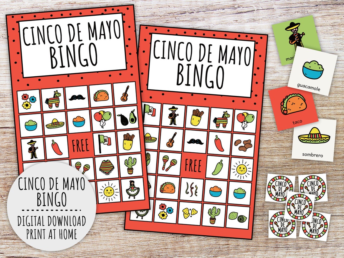 Cinco De Mayo Bingo Game for Kids, Kids Mexican Party Game, Classroom ...