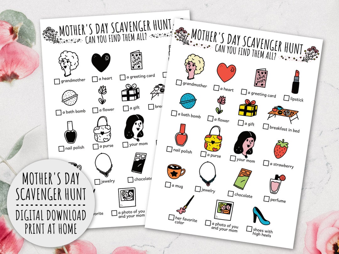 Mother's Day Scavenger Hunt for Kids, Indoor Kids Activity and Mother's ...