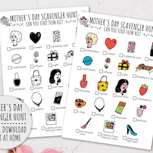 Mother's Day Scavenger Hunt for Kids, Indoor Kids Activity and Mother's ...