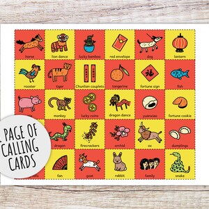 Chinese New Year Bingo Game for Kids, Kids Spring Festival Party Game ...