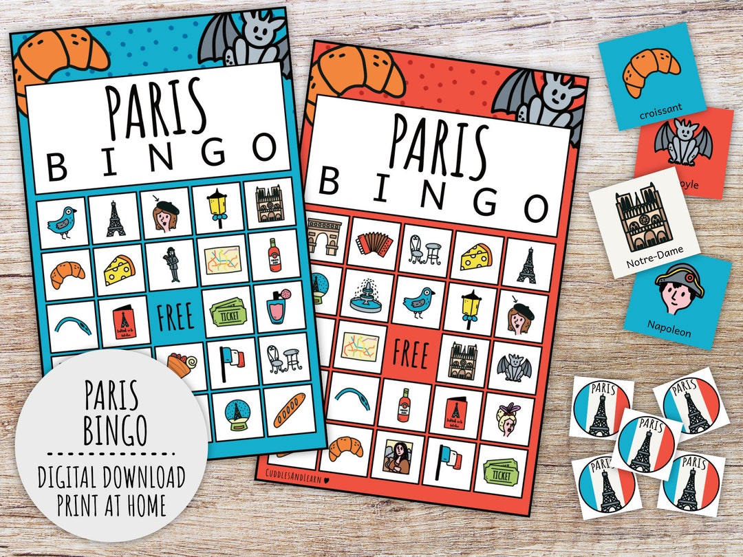 Paris Bingo Game for Kids, Kids Parisian Party Game, Travel Classroom ...