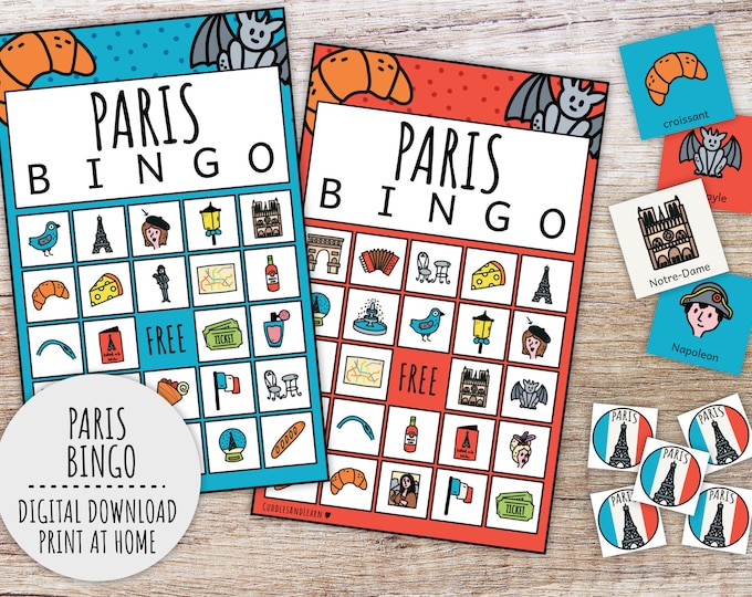 30 France Bingo Cards Printable Game, Paris France Travel Bingo Boards ...
