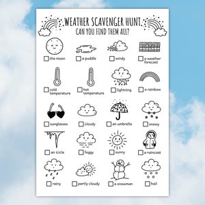 Weather Scavenger Hunt for Kids, Climate Treasure Hunt, Meteorology ...
