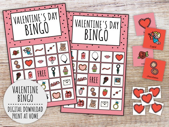 Valentine's Day Bingo Game for Kids Kids Winter Party | Etsy