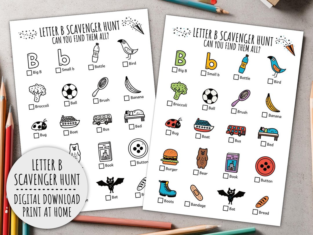 Letter B Scavenger Hunt for Kids | Alphabet Activity, Preschool ...